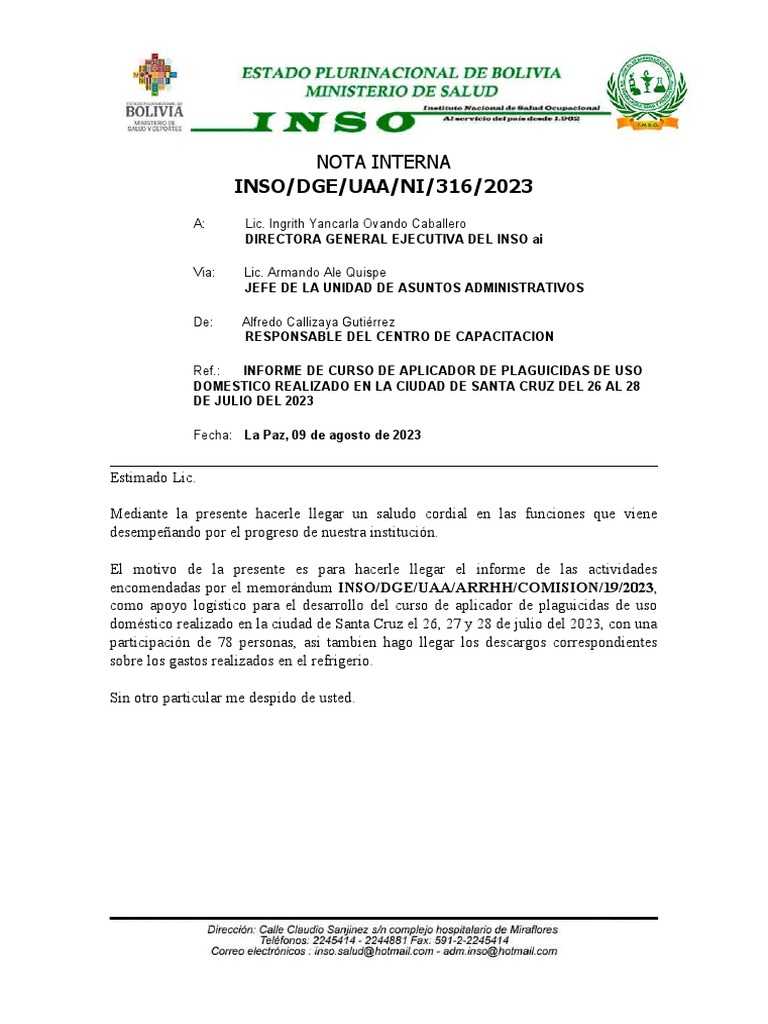 Informe de Capacitación en Plaguicidas | PDF