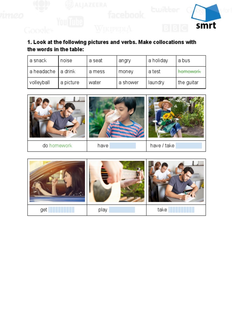 Verb Collocations Exercise Guide | PDF