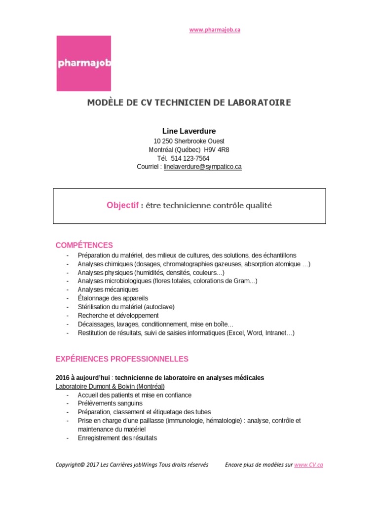 CV Technicien Laboratoire | PDF | Loi sur la liberté d'expression ...