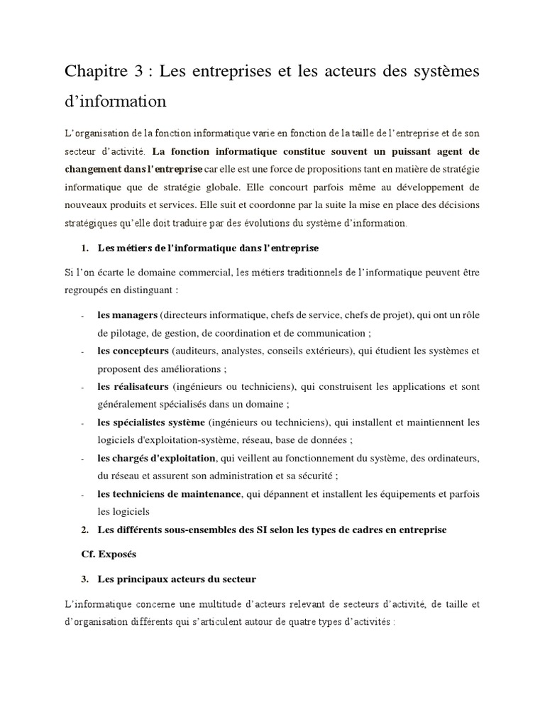 Chapitre 3 Introduction Aux SI | PDF | Informatique | Application