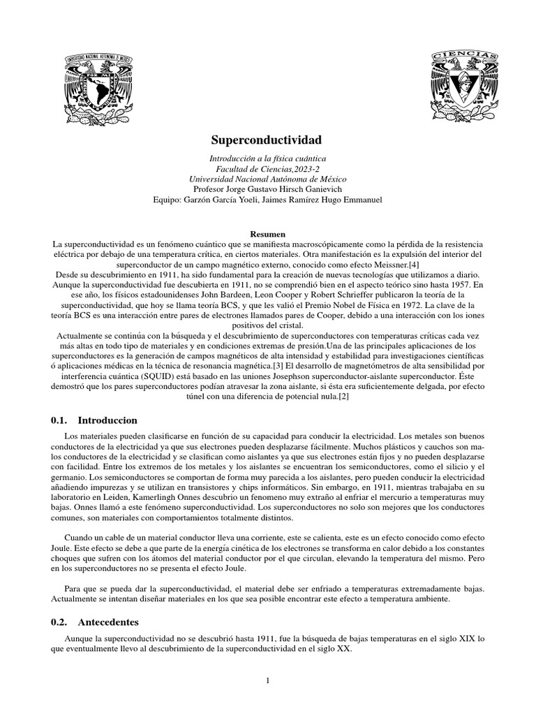 Superconductividad y Efecto Meissner | PDF