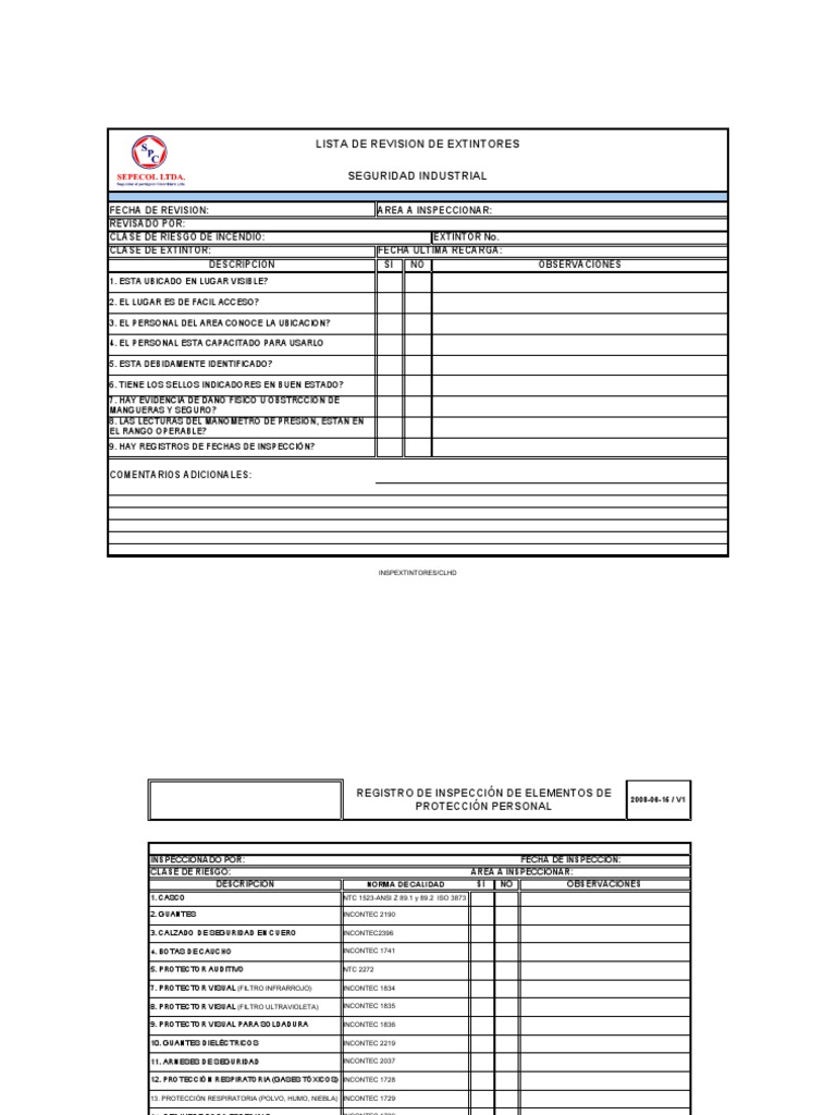 Formatos de Inspeccion | PDF