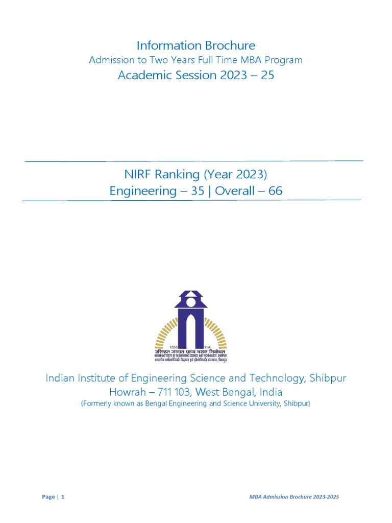 MBA Admission Brochure 2023-25-Revised | PDF | Libraries | Kolkata