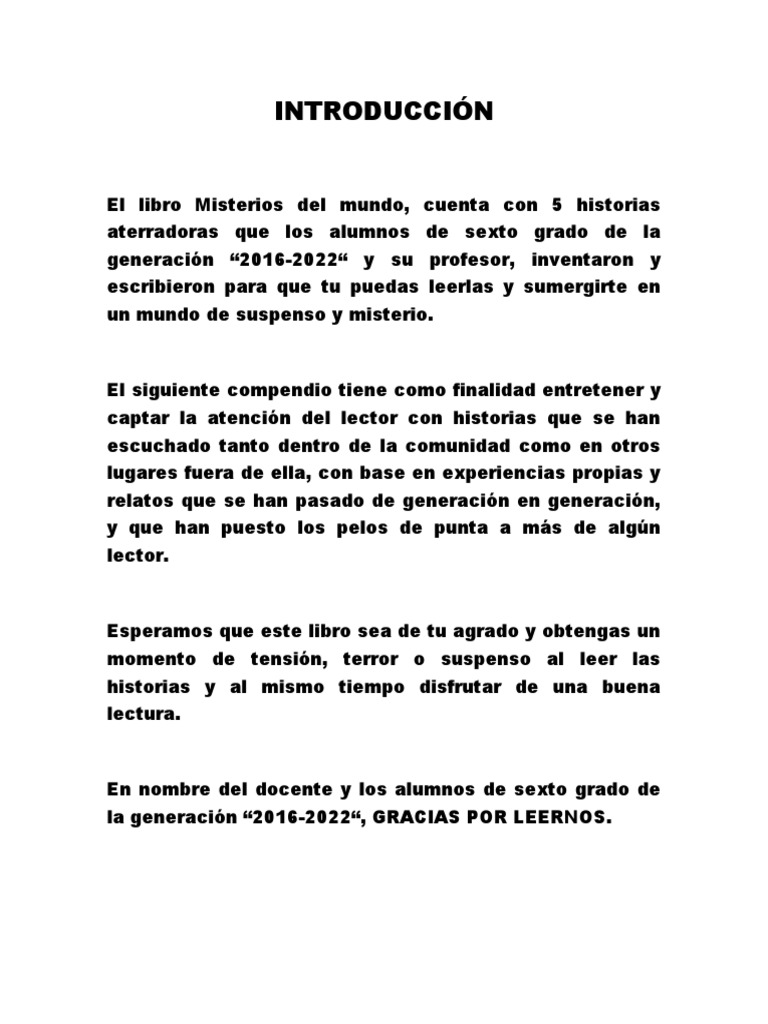 Introducción Cuentos de Misterio | PDF