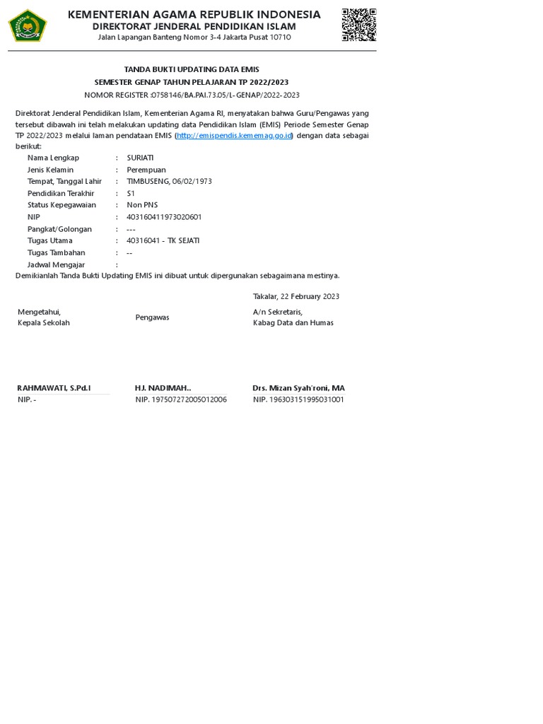 Emis GENAP - 2022 2023 | PDF