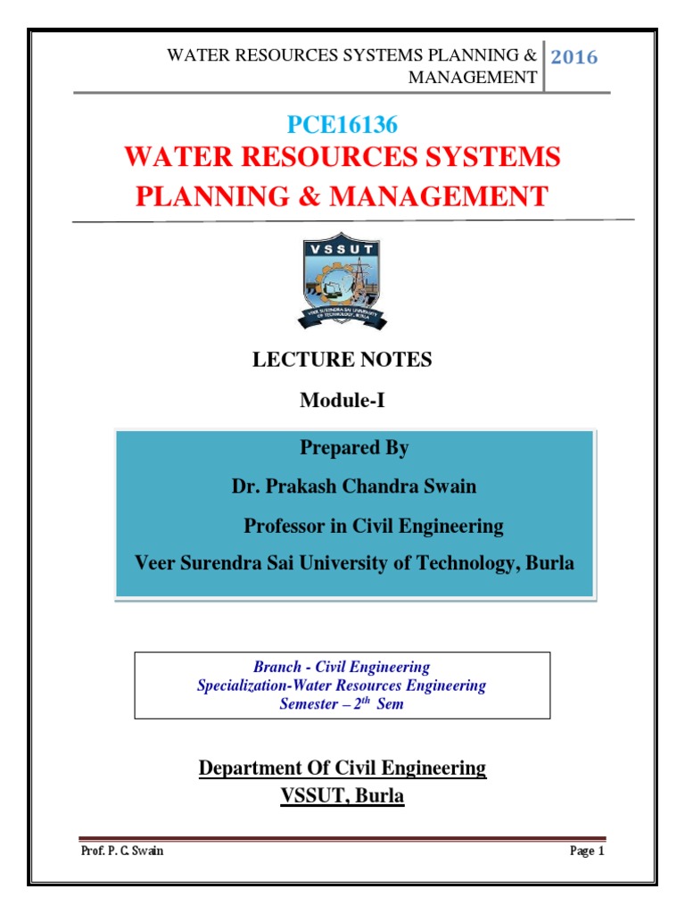 Water Resources Systems Planning and Management - Lecture | PDF ...