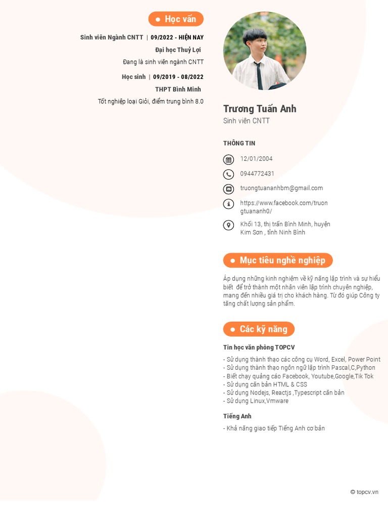 Truong Tuan Anh TopCV - VN 040823.12845 | PDF