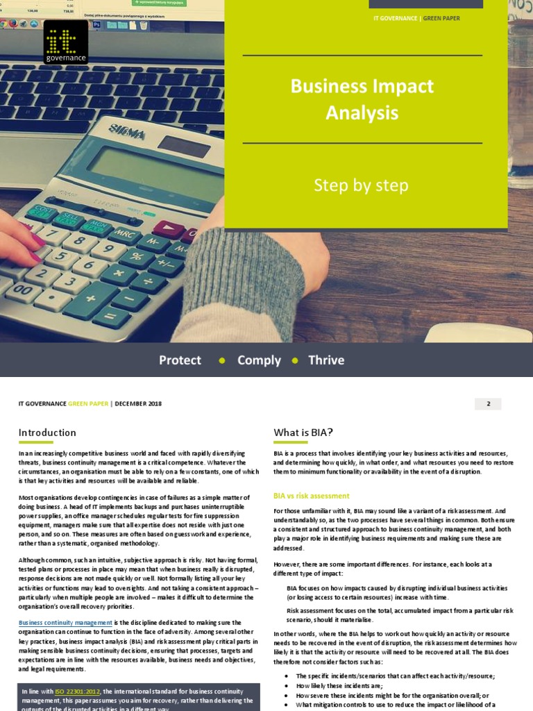 Business Impact Analysis Step by Step Dec 18 | PDF | Disaster Recovery ...