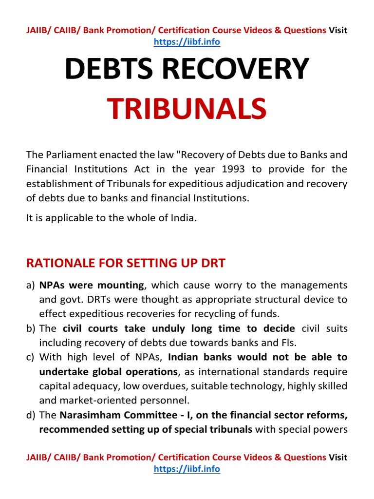 Understanding Debt Recovery Tribunals | PDF | Alternative Dispute ...