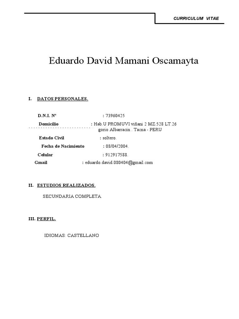 Eduardo - Curriculum Vitae | PDF