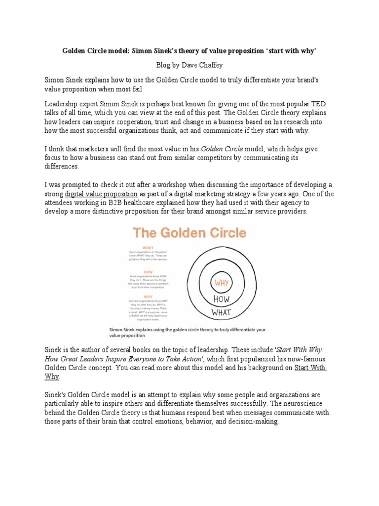 3 .Golden Circle of Value Proposition - Simon Sinek | PDF