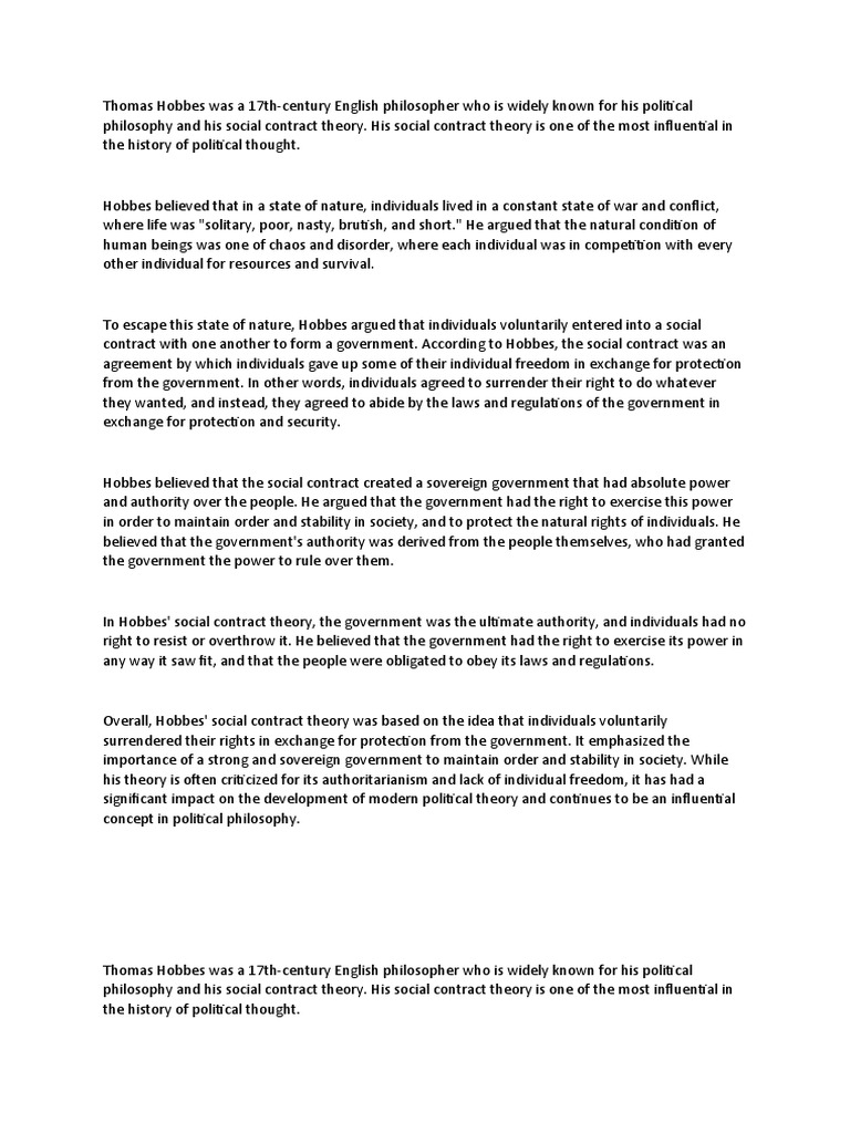 Hobbes, Locke, Rousseau: Social Contracts | PDF | Social Contract ...