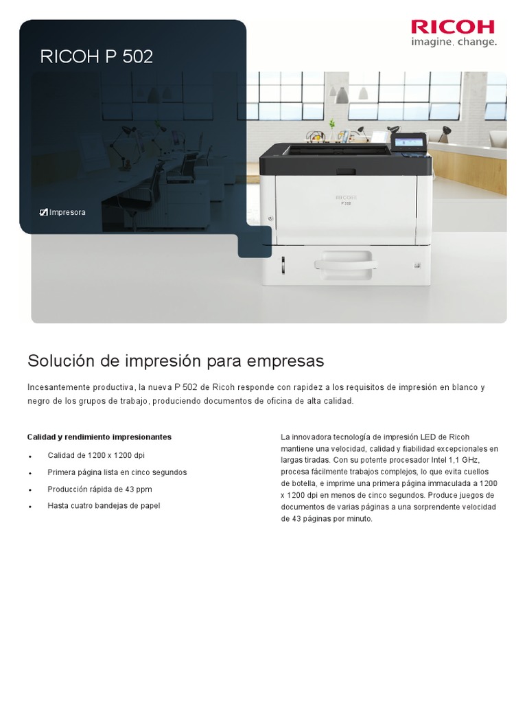 Ricoh P 502 | Descargar gratis PDF | Impresora (Computación ...