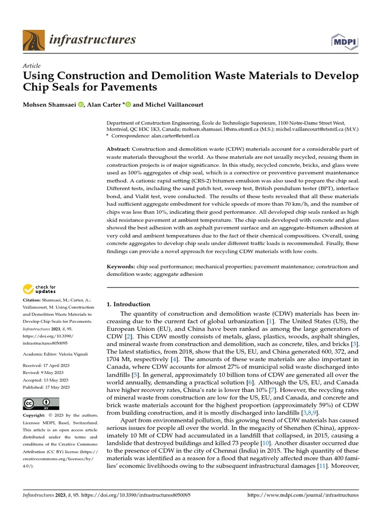 Using Construction and Demolition Waste Materials | PDF | Road Surface ...