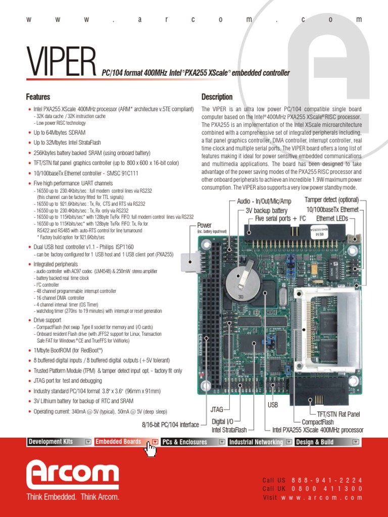 VIPER PC/104 Intel PXA255 SBC | PDF | Power Supply | Personal Computers