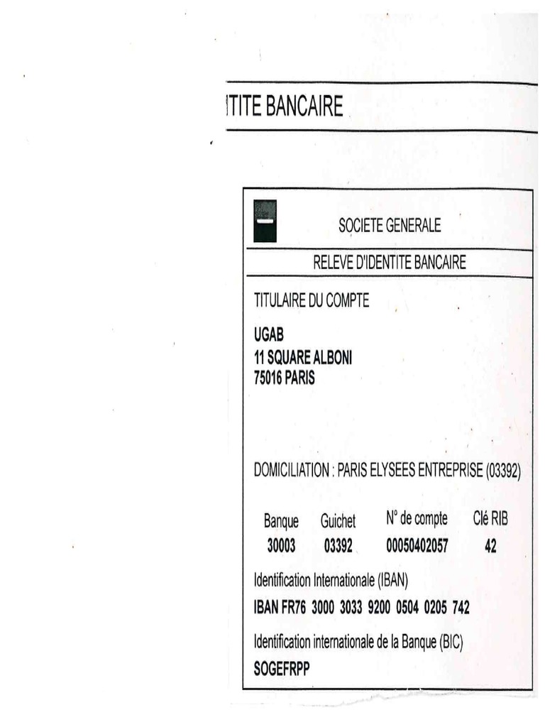 Rib Societe Generale | PDF