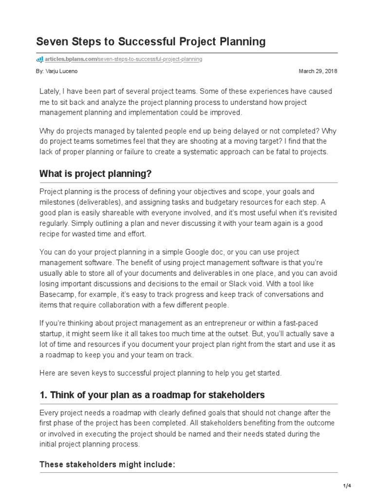 Seven Steps for Project Planning | PDF | Project Management | Goal