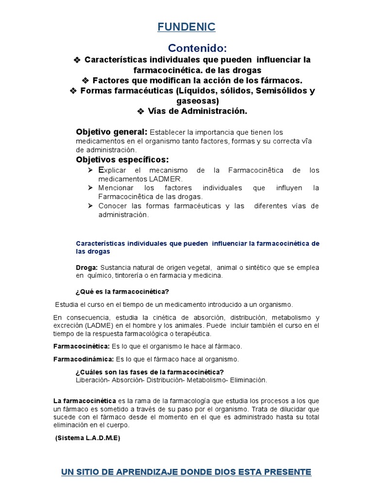 Caracteristicas Que Pueden Influenciar La Farmacocinêtica de Las Drogar ...