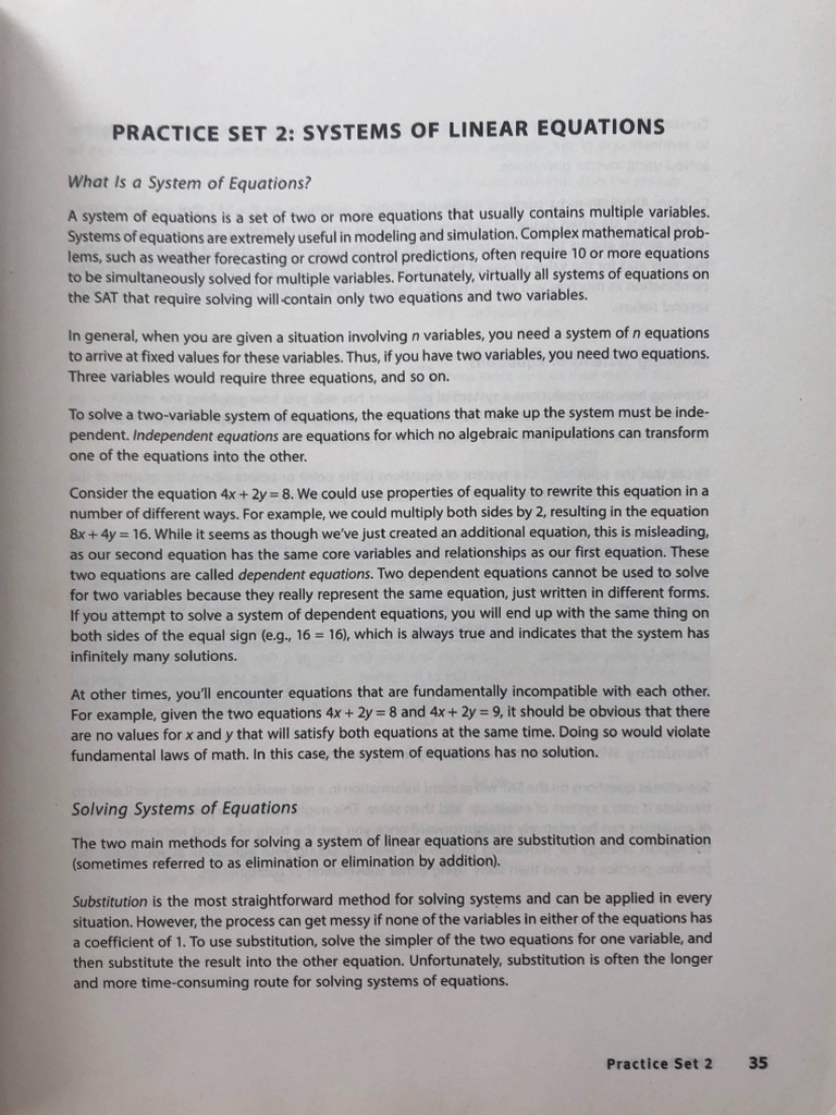 SAT Practice: Systems of Linear Equations | PDF