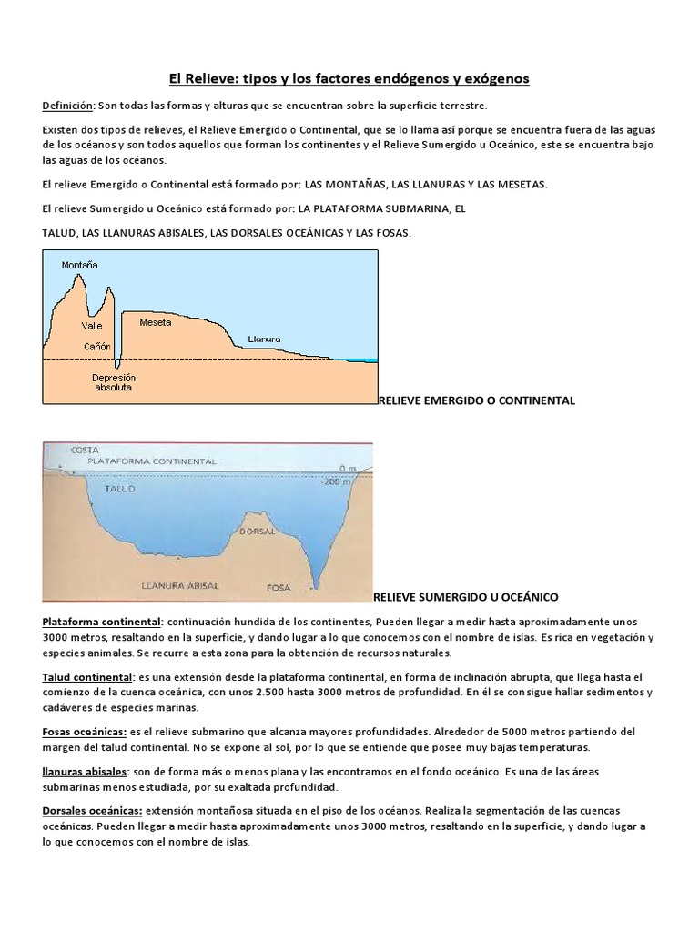 Tipos de Relieve y Factores de Cambio | PDF | Terreno | Fondo del mar