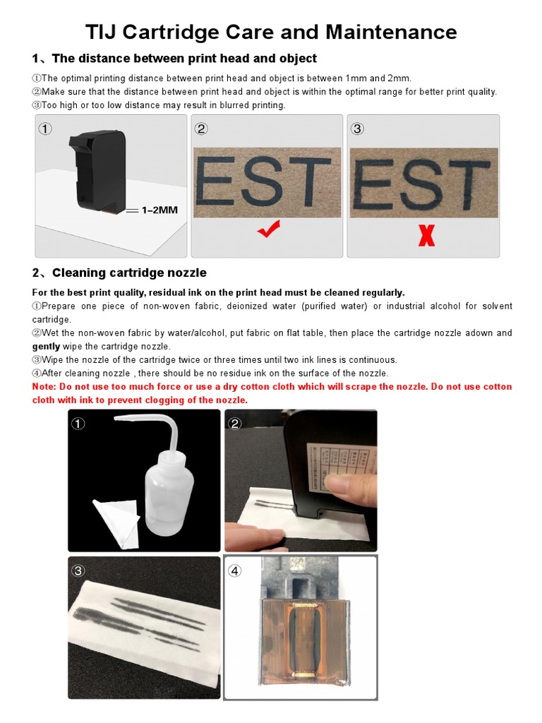 TIJ Cartridge Maintenance Guide | PDF | Printer (Computing) | Purified ...