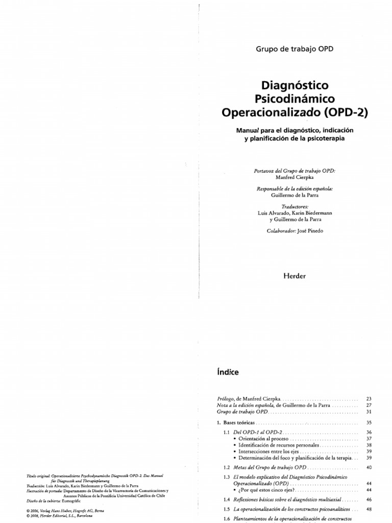 Diagnostico Psicodinamico Operacionalizado (OPD-2) | PDF