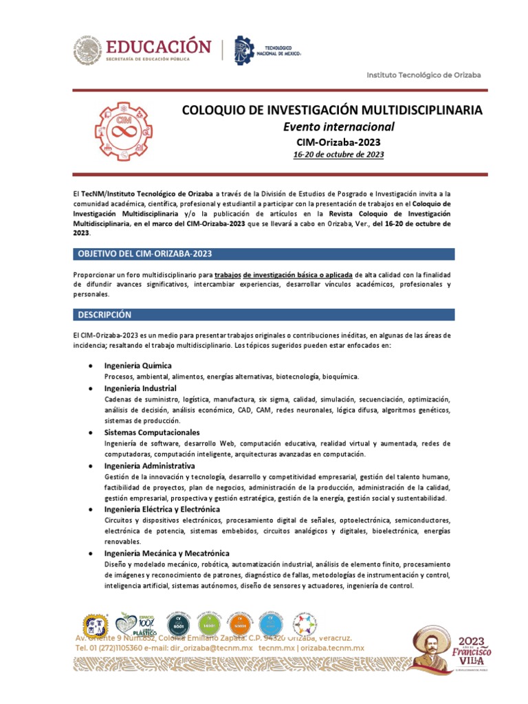 Convocatoria CIM 2023 V5 Difusion | PDF | Electrónica | Informática