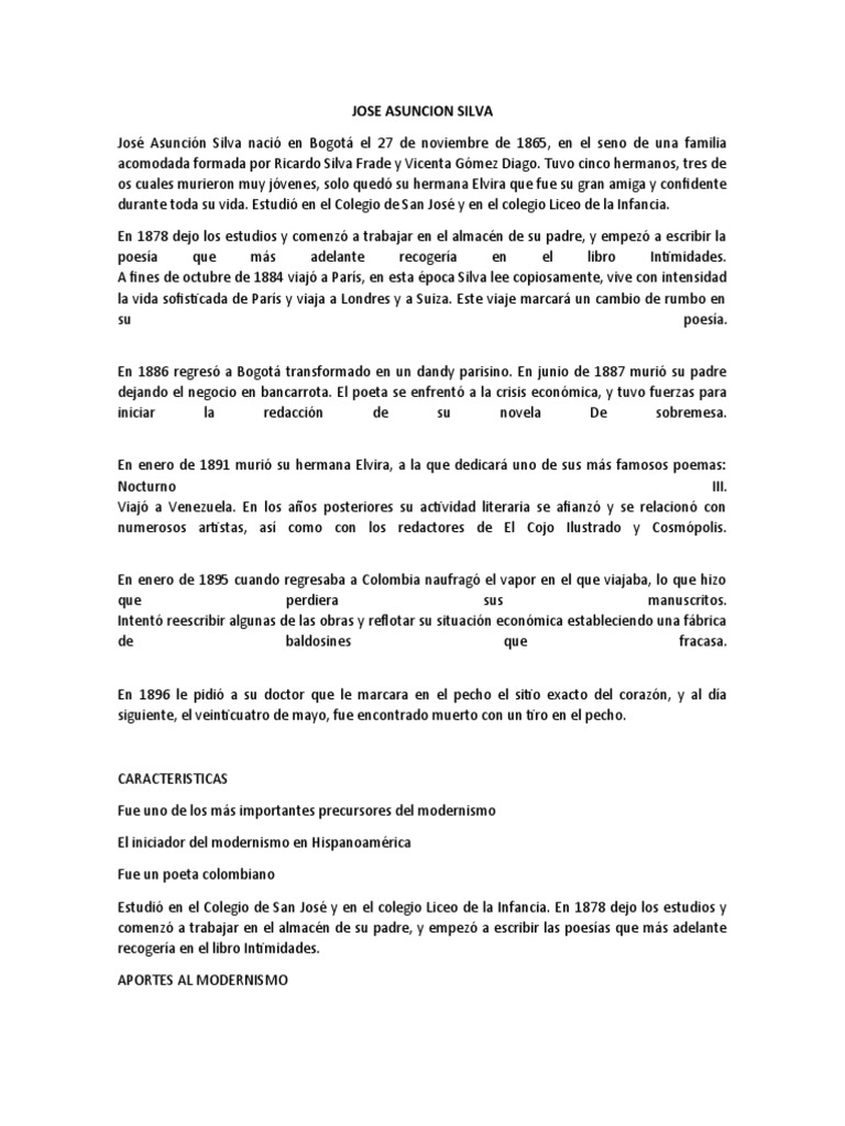 Jose Asuncion Silva | PDF | Poesía