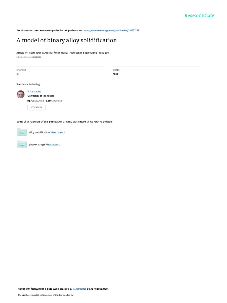 A Model of Binary Alloy Solidification | PDF | Teaching Methods & Materials | Science & Mathematics
