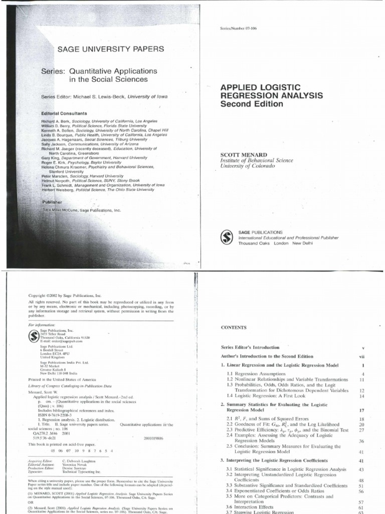 Applied Logistic Regression Analysis Scott Menard | PDF