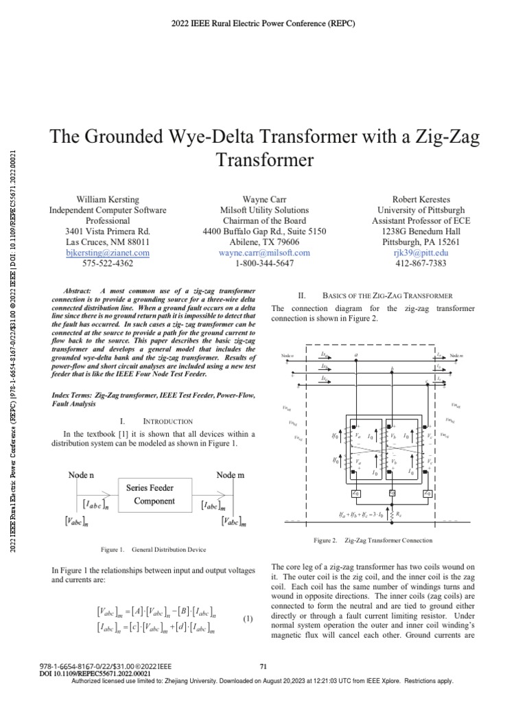 The Grounded Wye Delta Transformer With A Zig Zag 230820 180420 | PDF