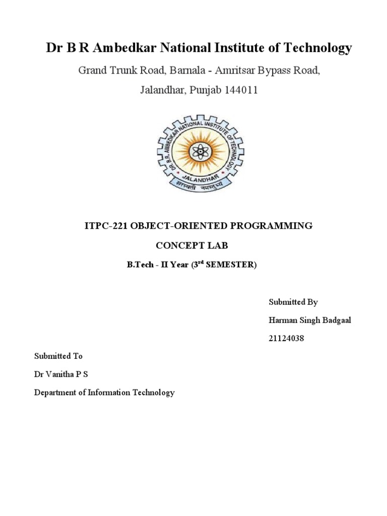 OOPS Lab File | PDF OOPS Lab File | PDF