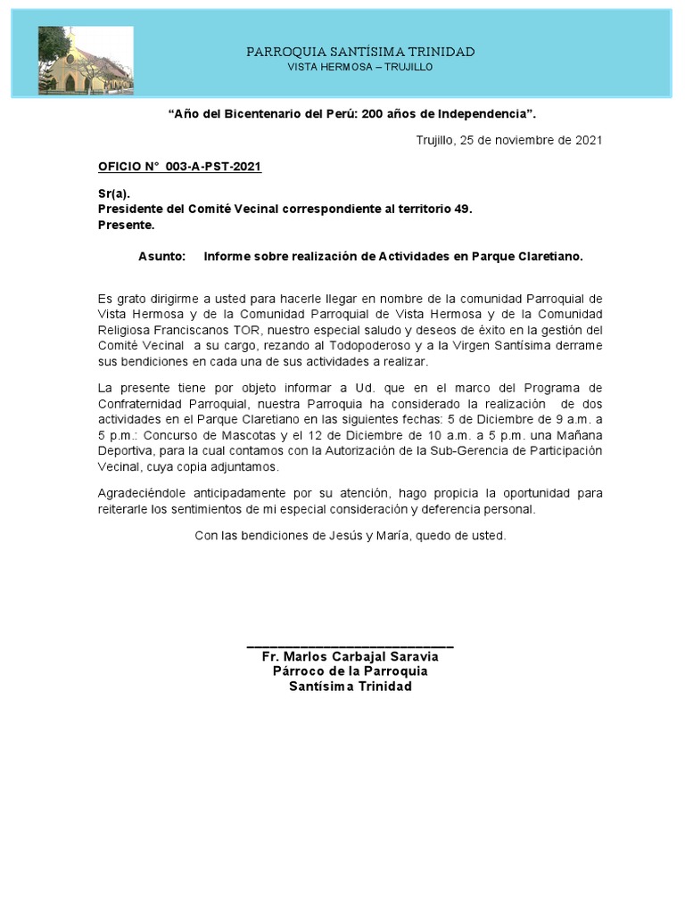 Oficio Comite Vecinal 2021 Nov 25 | PDF