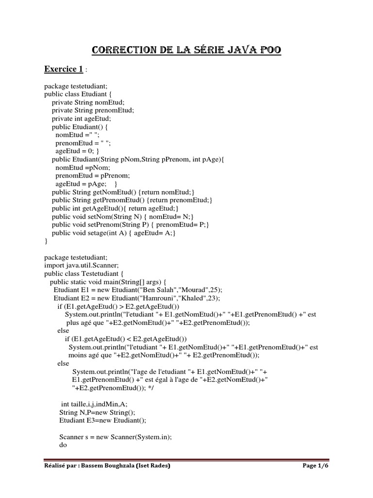 Exercices Corrigés en POO Java | PDF | Programmation informatique | Acquisitions Oracle