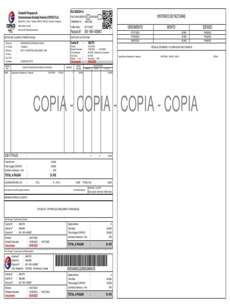 Modelo Factura Kude Py | PDF