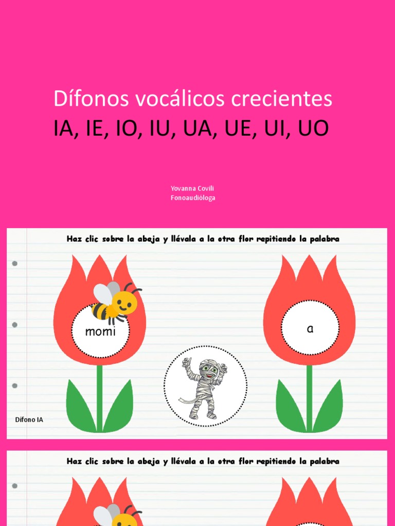 Dífonos Vocálicos Crecientes IA, IE, IO, IU, UA, UE, UI, UO | PDF