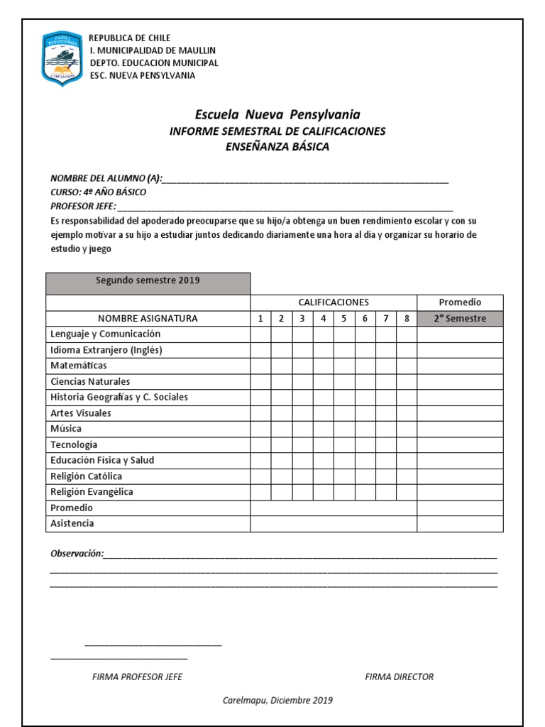 Informe De Notas Pdf