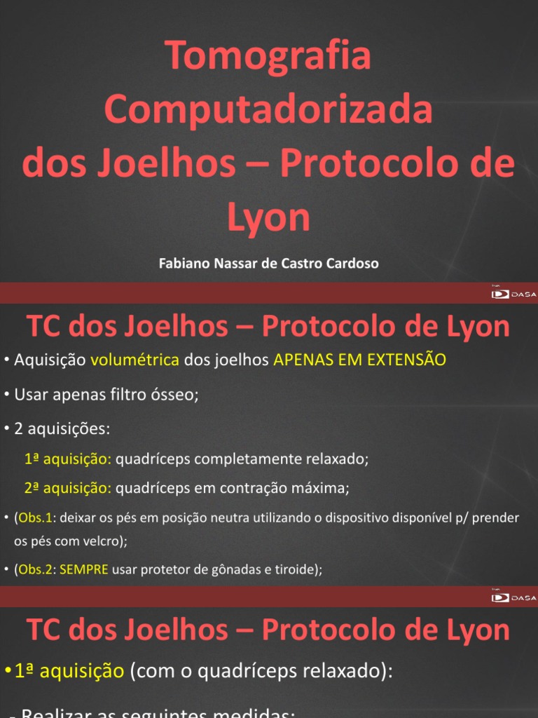Protocolo de Lyon para Tomografia de Joelho | PDF