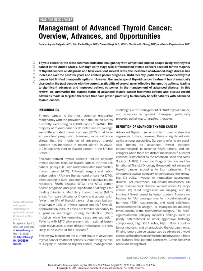 Agosto Salgado Et Al 2023 Management of Advanced Thyroid Cancer ...