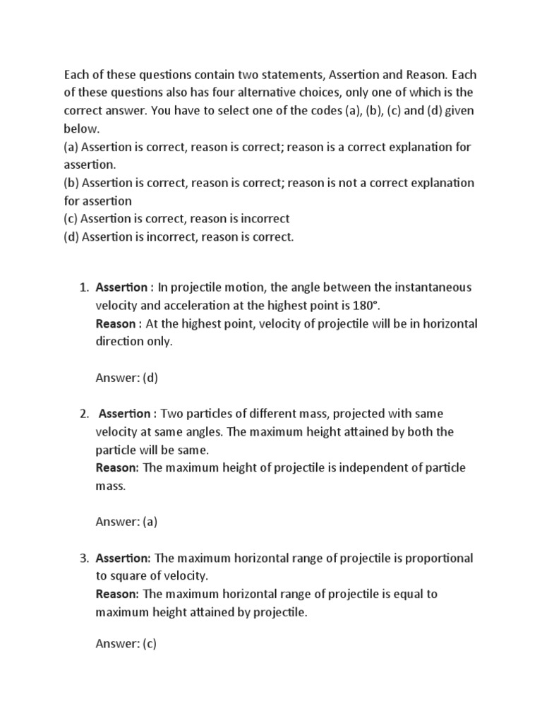 Reason Assertion | PDF