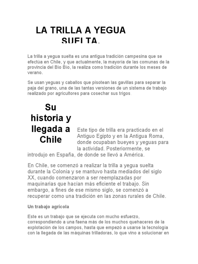 Trilla a Yegua Suelta en Bío Bío | PDF
