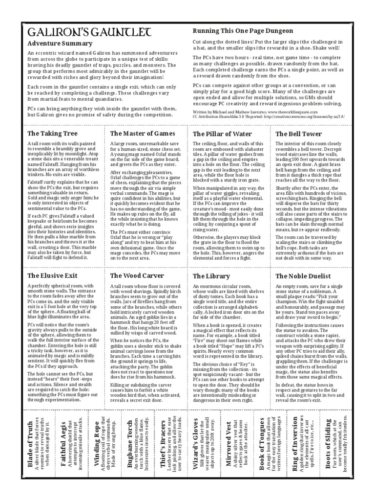 Galirons Gauntlet (System Neutral) | PDF