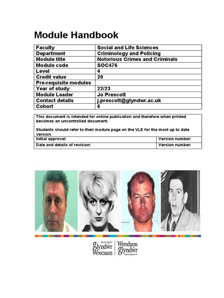 Notorious Crimes Module Handbook SOC476 | PDF | Lecture | Law Enforcement