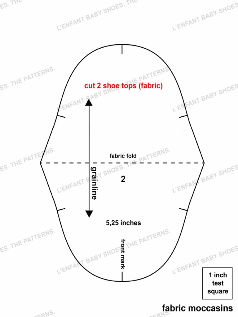 Fabric Baby Moccasins Patterns 5-25 To 6-5 Inches | PDF
