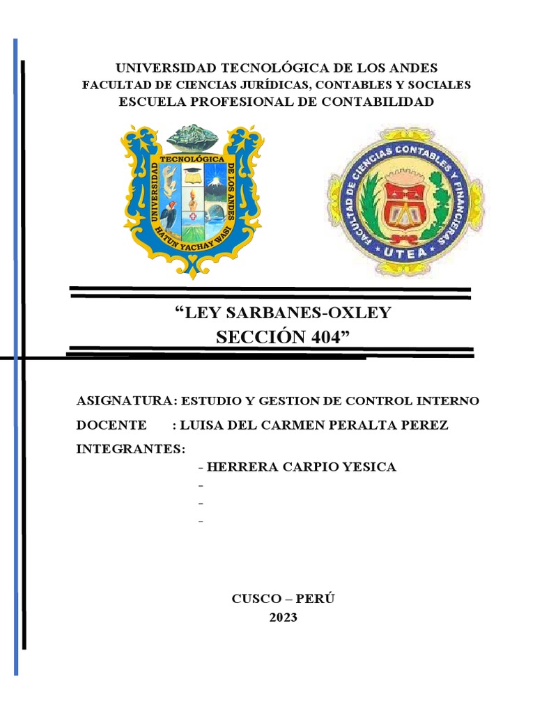Seccion 404-Ley Sox | PDF | Enron | Sarbanes-Oxley