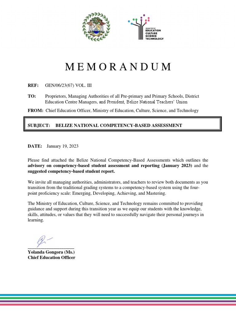 Memo-Belize National CBA 2023 | PDF