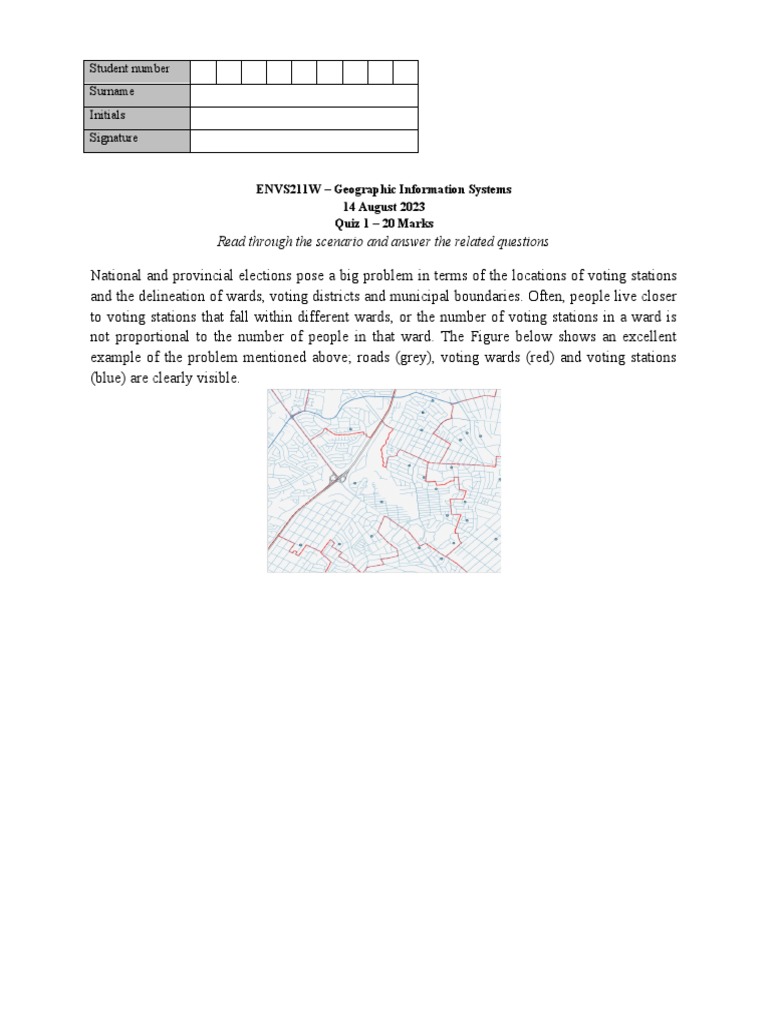 ENVS211 2023 Quiz 1 Scenario | PDF | Social Science