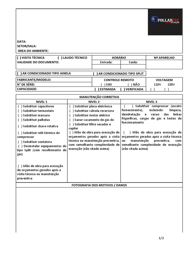 Modelo de Laudo de Ar Condicionado | Download grátis PDF | Ar ...