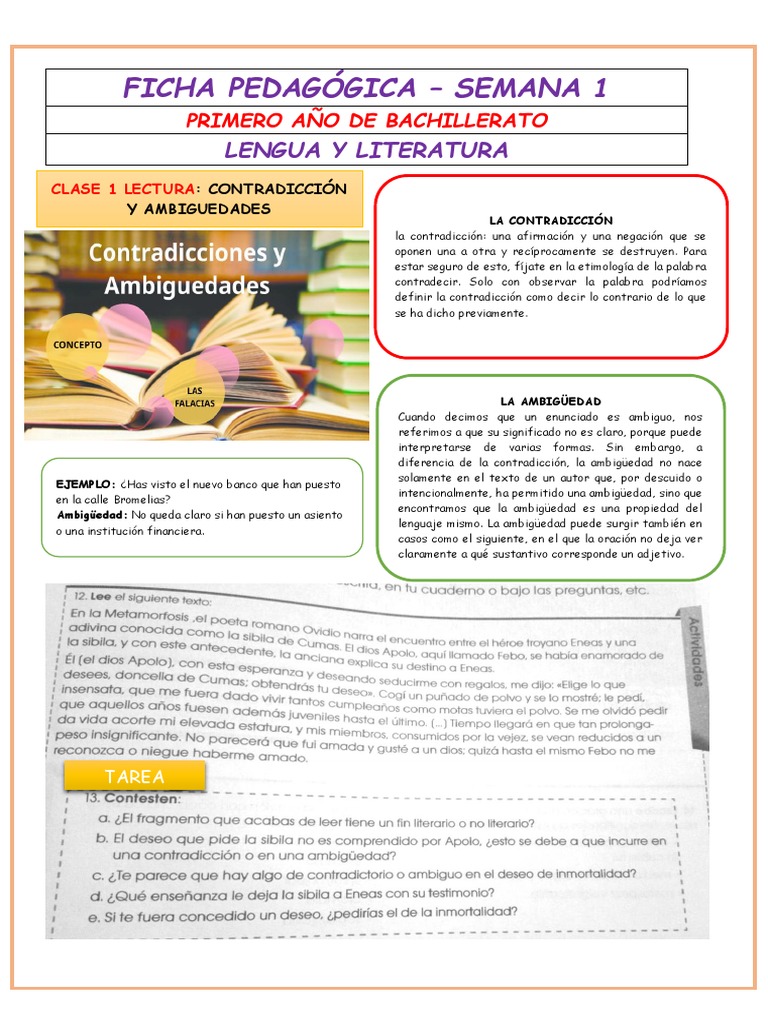 Ficha 1ero Bgu - Semana 1 Lengua y L. | PDF | Ensayos | Ambigüedad