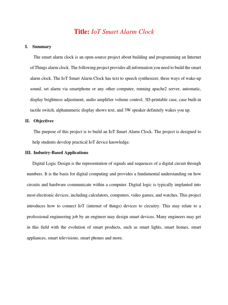 ELEN 303 IoT Smart Alarm Clock | PDF | Computers